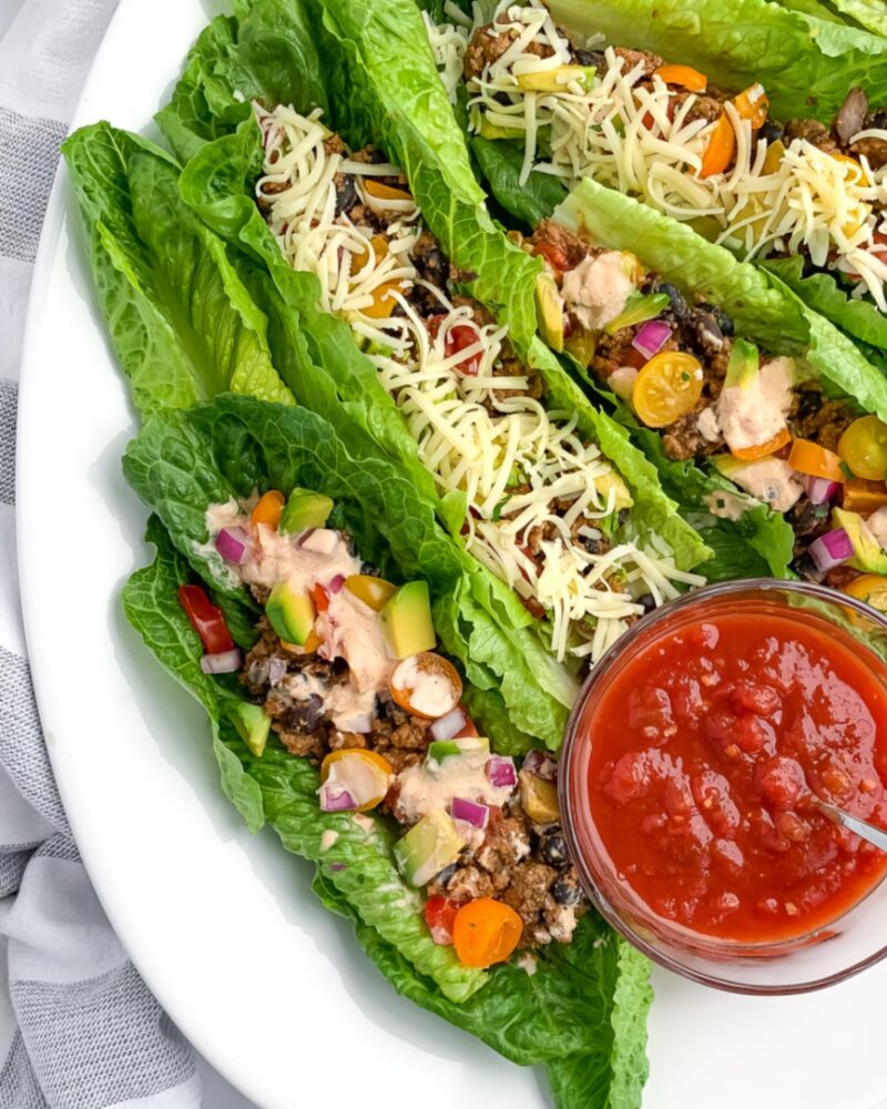 Easy Rainbow Taco Salad Boats (With Dairy Free Option)